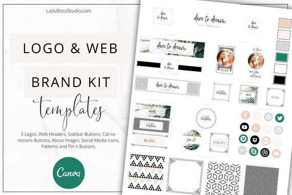 Website Branding Kit Logo Kit Pre-made Logo Canva | Etsy