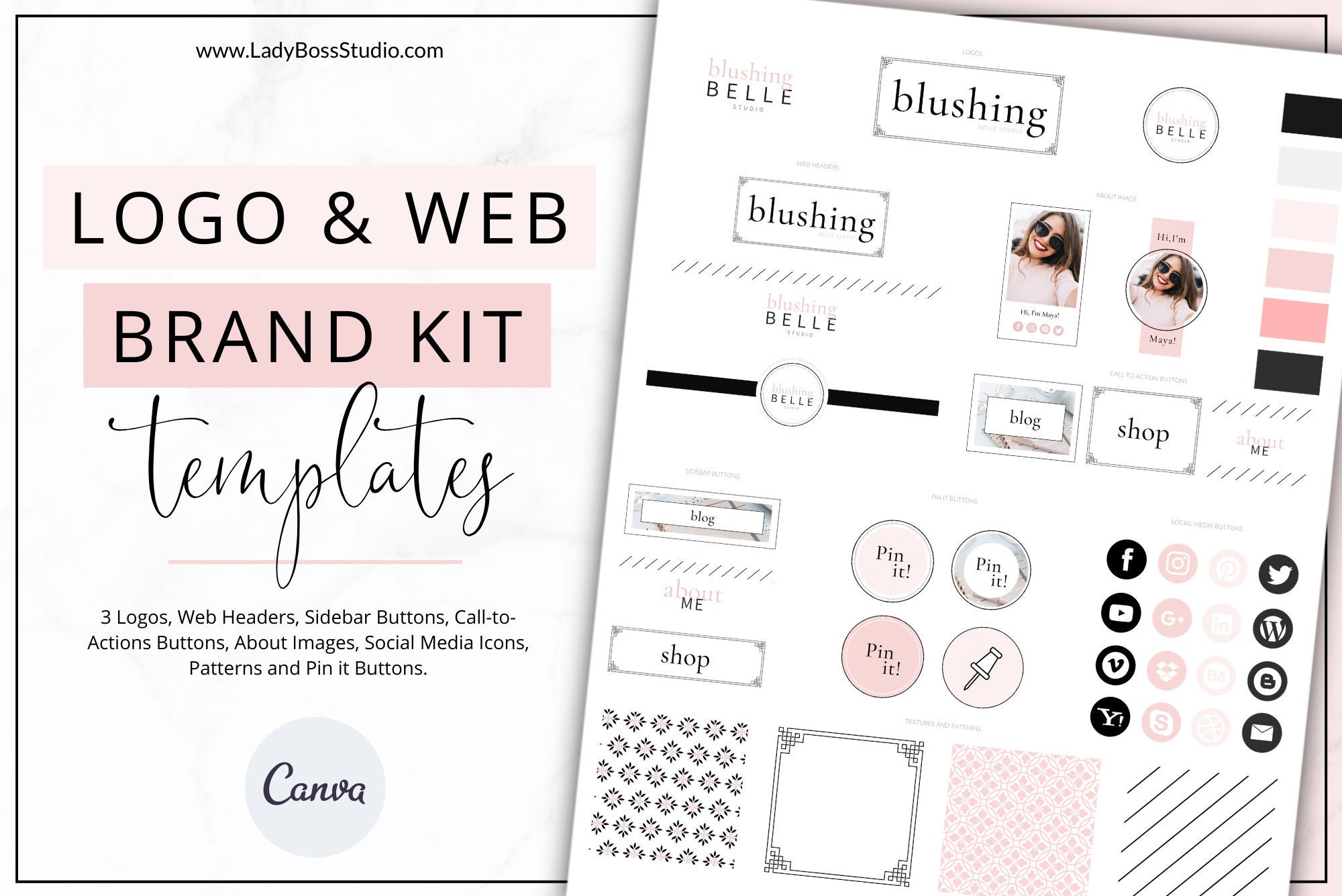 Website Branding Kit Canva Templates Blog Branding Brand - Etsy