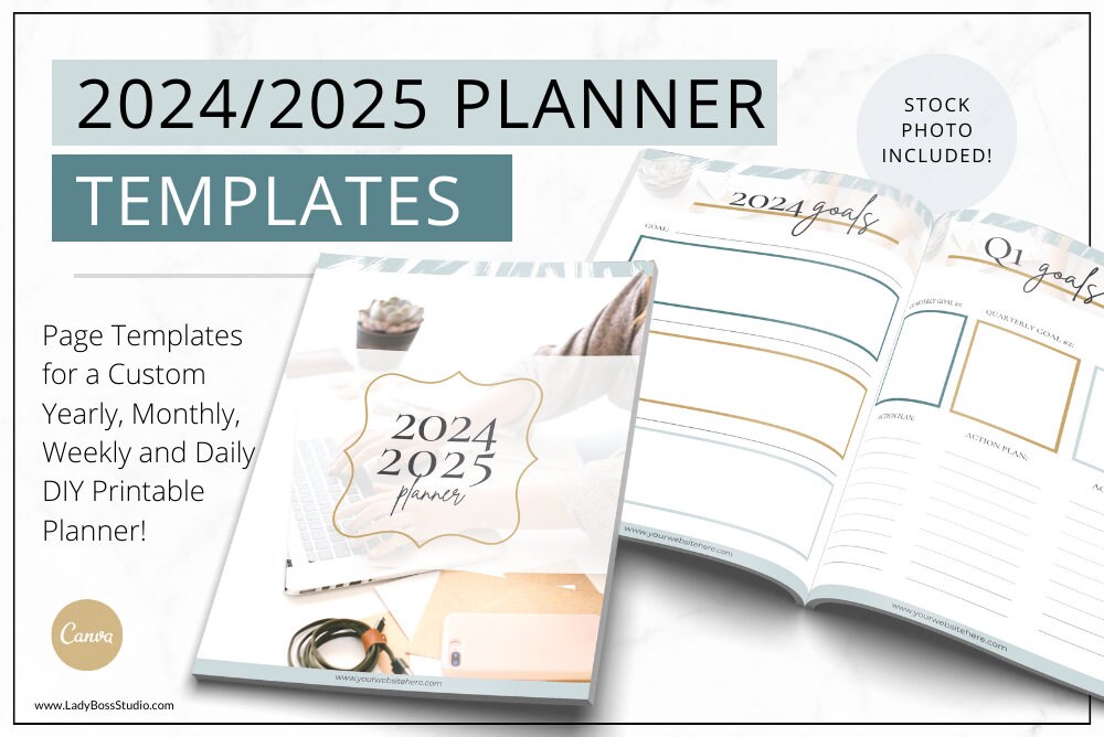 Planner Template, DIY Canva Template, 2024, 2025, Canva, Printable ...