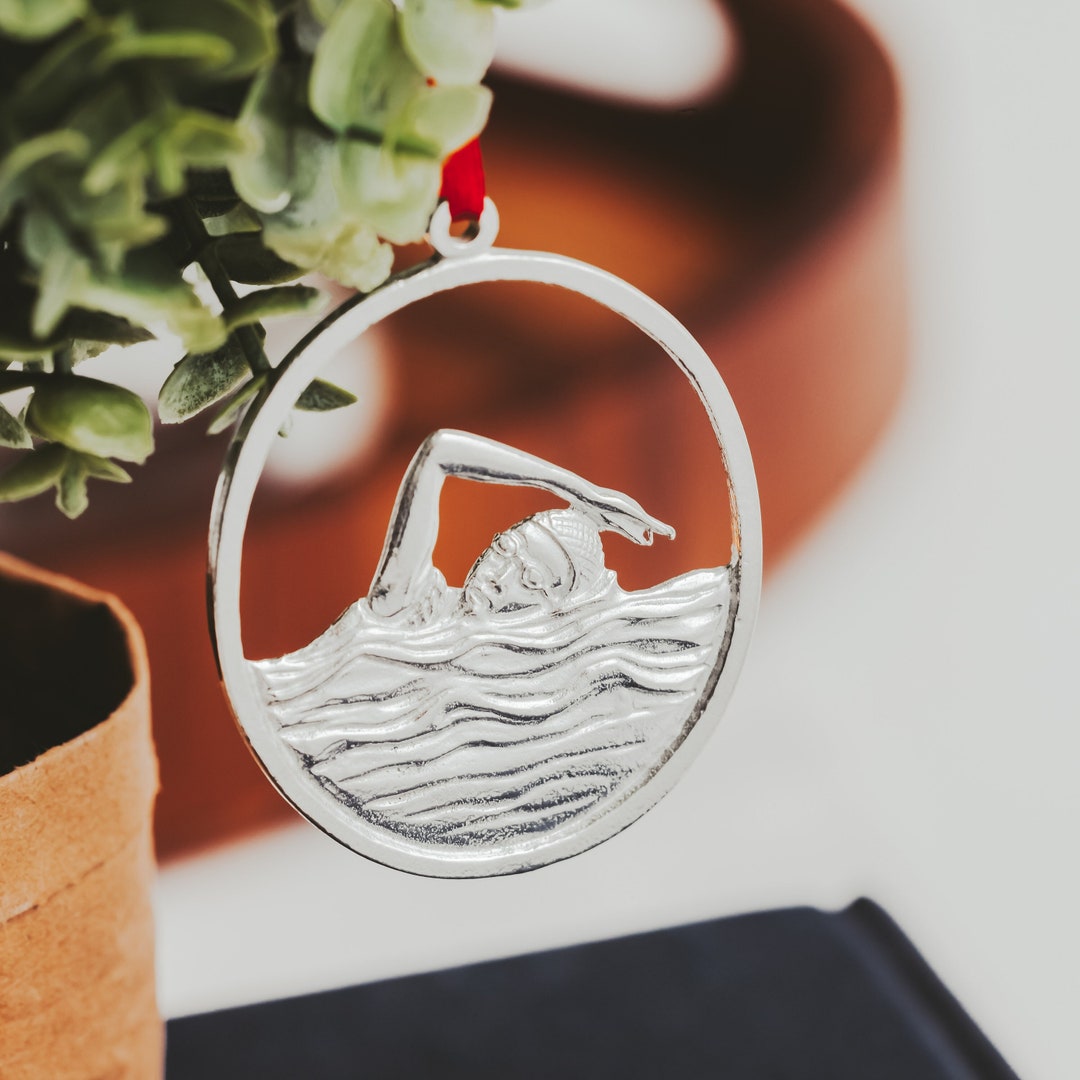 Handcrafted Pewter Swimmer Ornament: North Carolina Design - Etsy