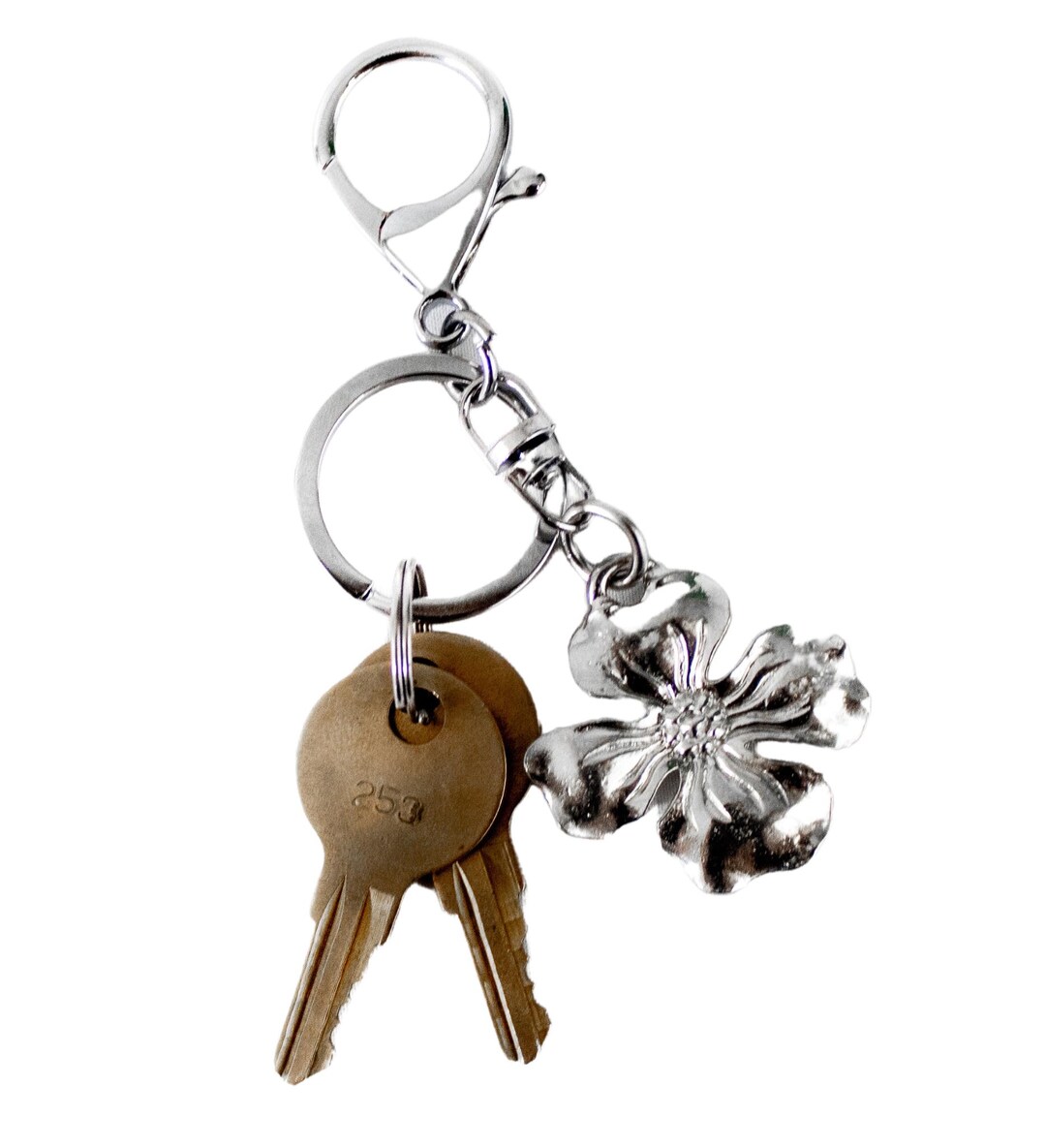 Pewter Dogwood Flower Keychain: Hand Cast Bag Charm - Etsy