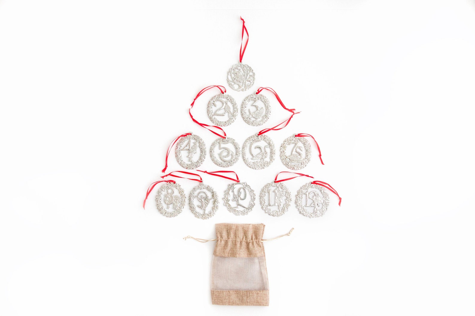 Twelve Days of Christmas, Individual Ornament, Santa Count Down Gift ...