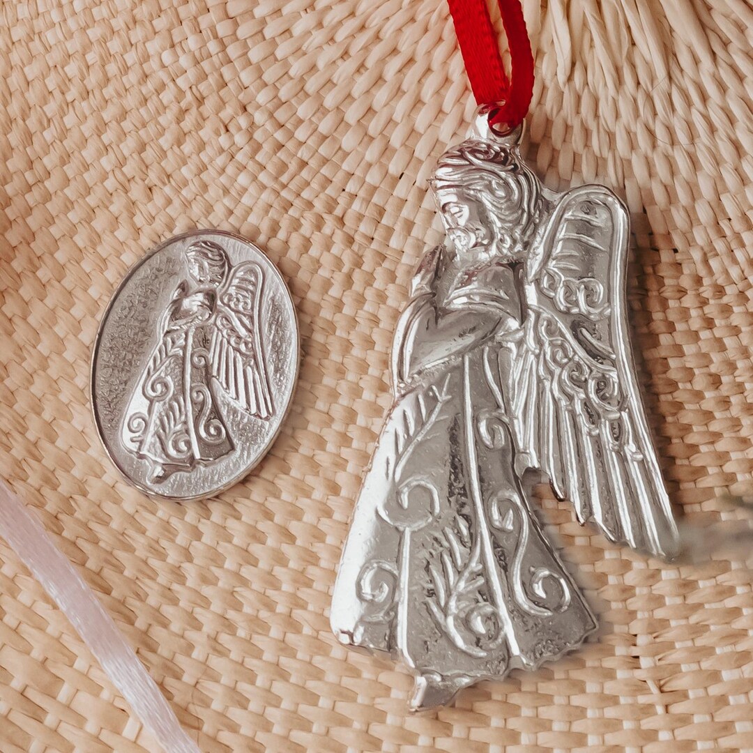 Praying Angel Gift Set: Pewter Ornament & Pocket Coin - Etsy