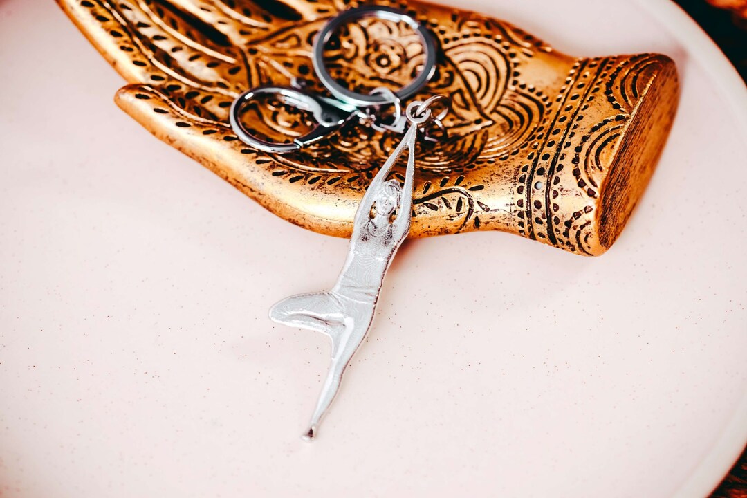 Handcrafted Pewter Yoga Tree Pose: Keychain, Ornament, Earrings ...