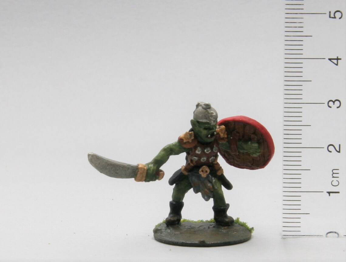 Orc with Lowered Scimitar and Shield unpainted mini 28mm | Etsy
