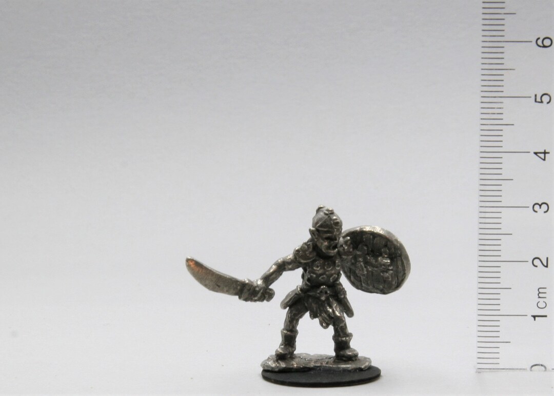 Orc With Lowered Scimitar and Shield Unpainted Mini, 28mm Scale ...