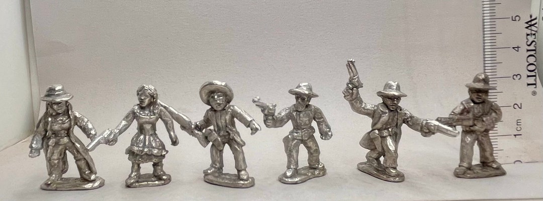 Set of Six Unpainted Pewter Gunfighters Miniatures for Tabletop ...