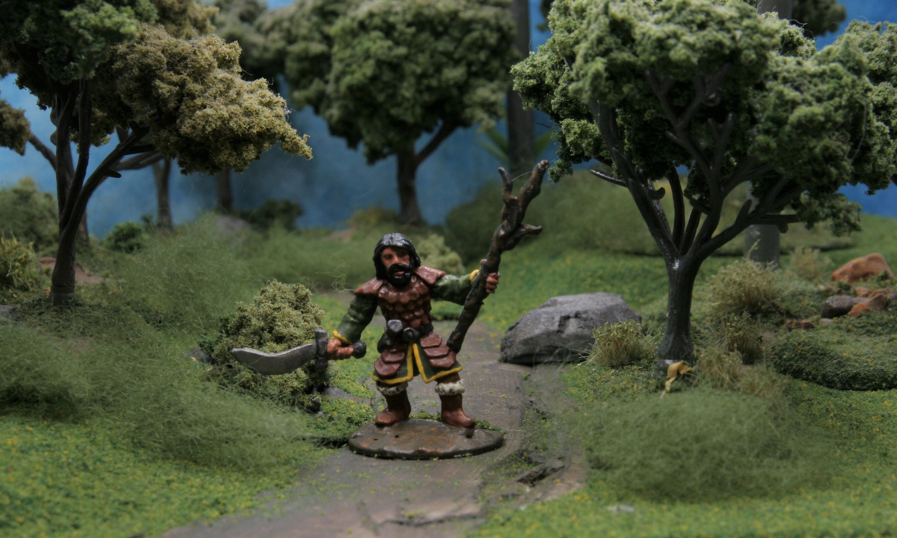 Human Druid With Scimitar and Staff Unpainted Mini 28mm | Etsy