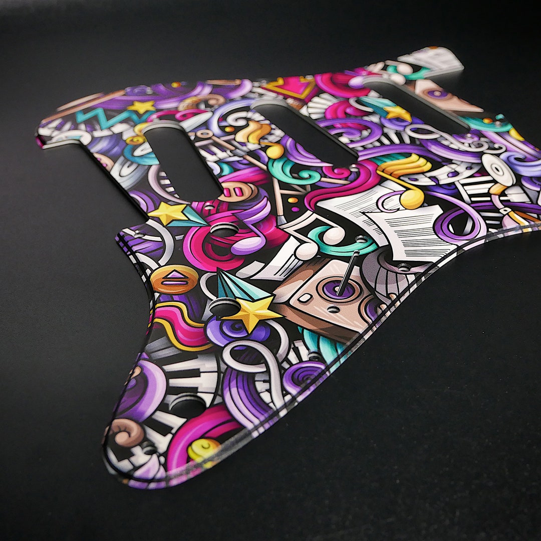 Fender ST Style Pickguard • Cartoon Doodle Music • Custom Pickguard ...