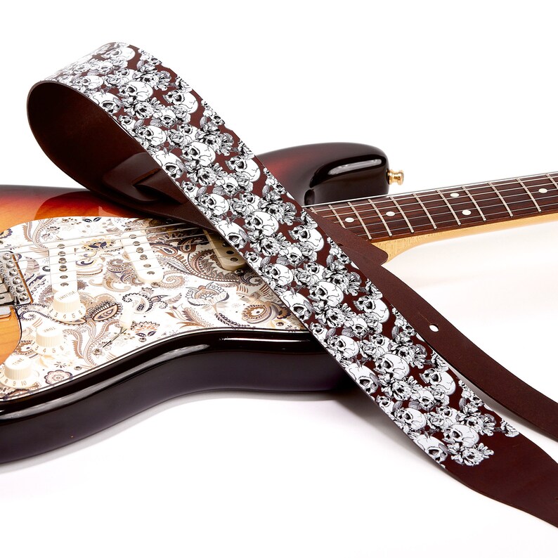 Skull Pattern 2 for Guitar Strap 100% Italy Barrel Leather - Etsy