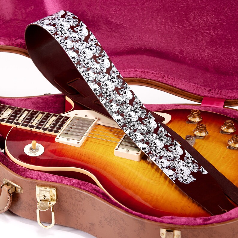 Skull Pattern 2 for Guitar Strap 100% Italy Barrel Leather - Etsy