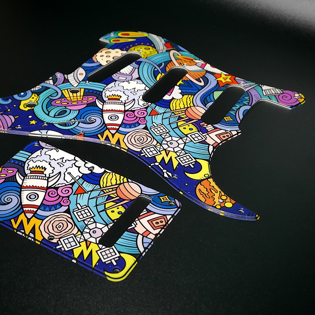 Fender ST Style Pickguard & Backplate Cartoon Doodle Space Custom ...