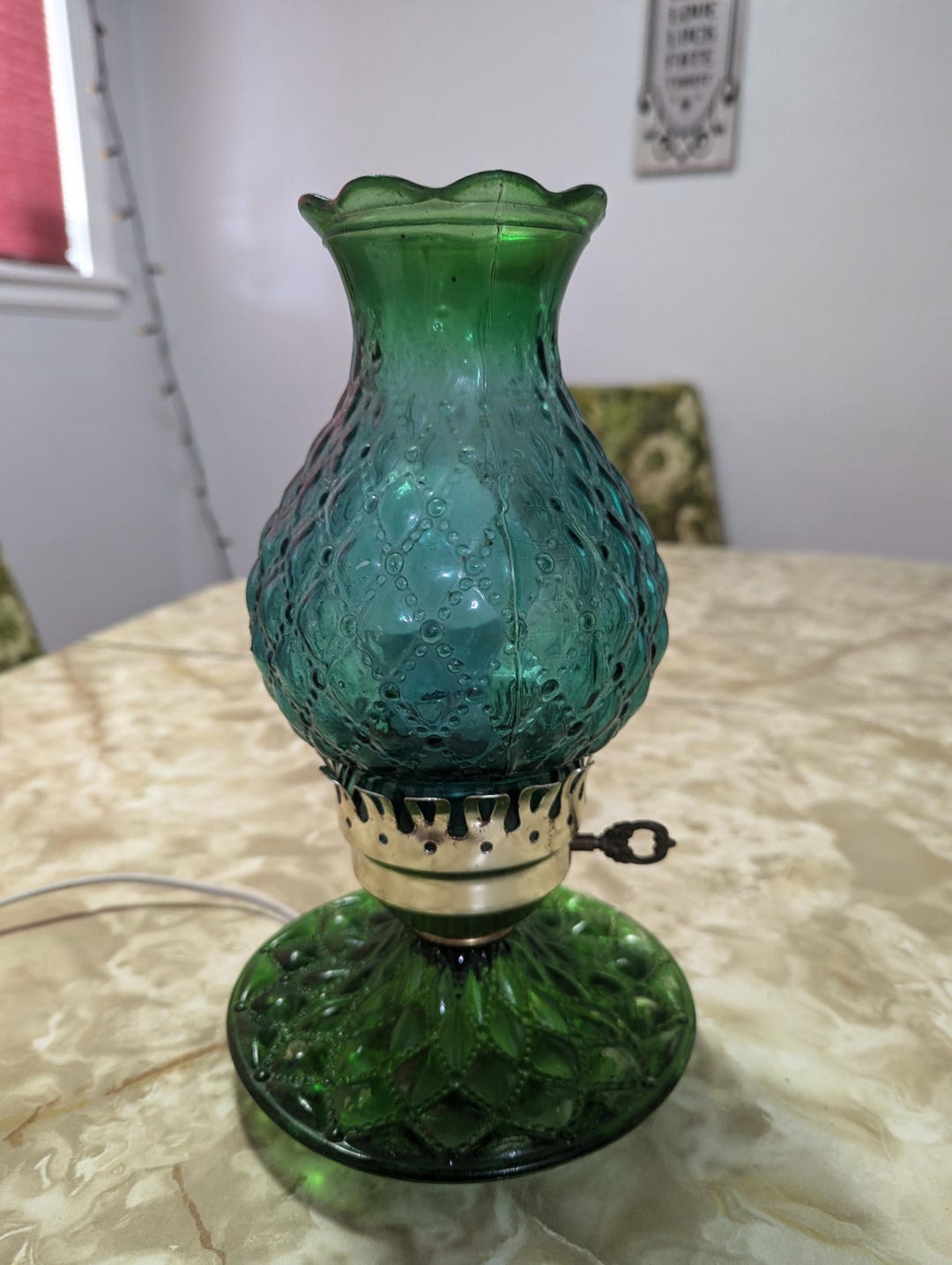 Vintage Mcm Oil Lamp Style Green and Blue Electric Light Bulb Lamp - Etsy