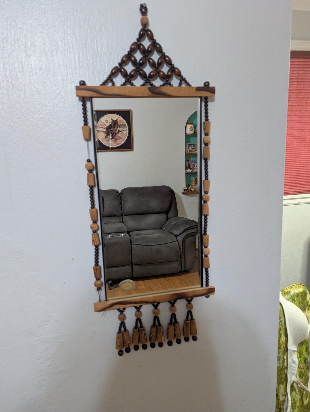 Vintage 1970s Arabic Style Mirror With Original Wood Beads (please Look ...