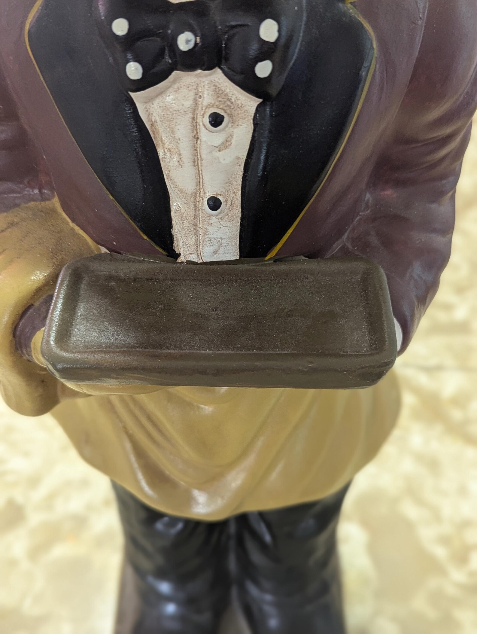 Vintage Plaster Caste Butler Holding Small Tray 22" Tall With Polka Dot ...