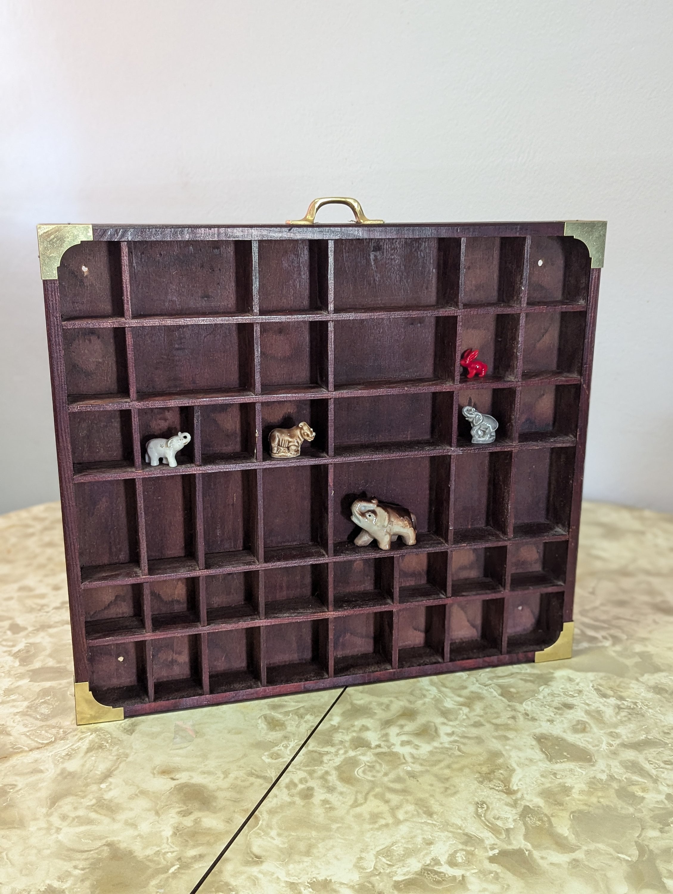 Vintage 18 X 18 Wood Knick-knack Wall Display Shelf Has 38 Slots for ...