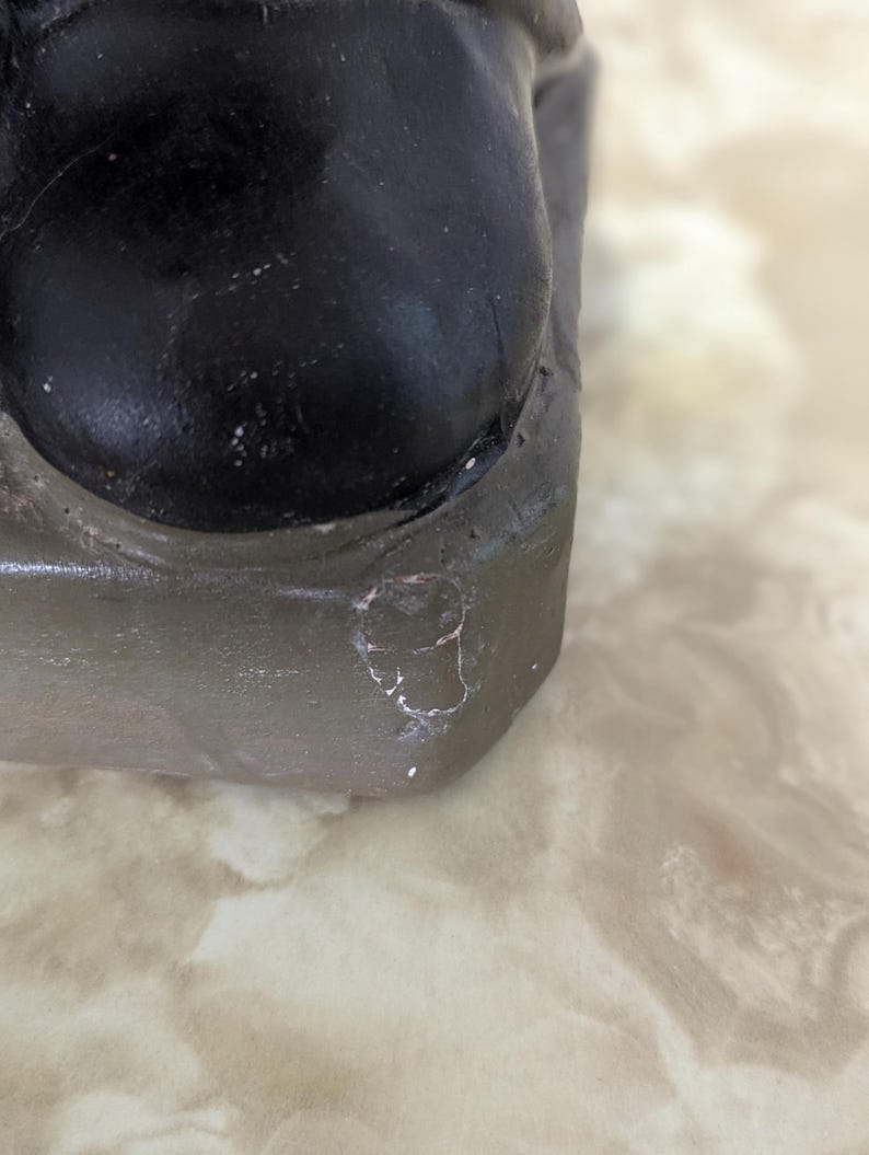 Vintage Plaster Caste Butler Holding Small Tray 22" Tall With Polka Dot ...