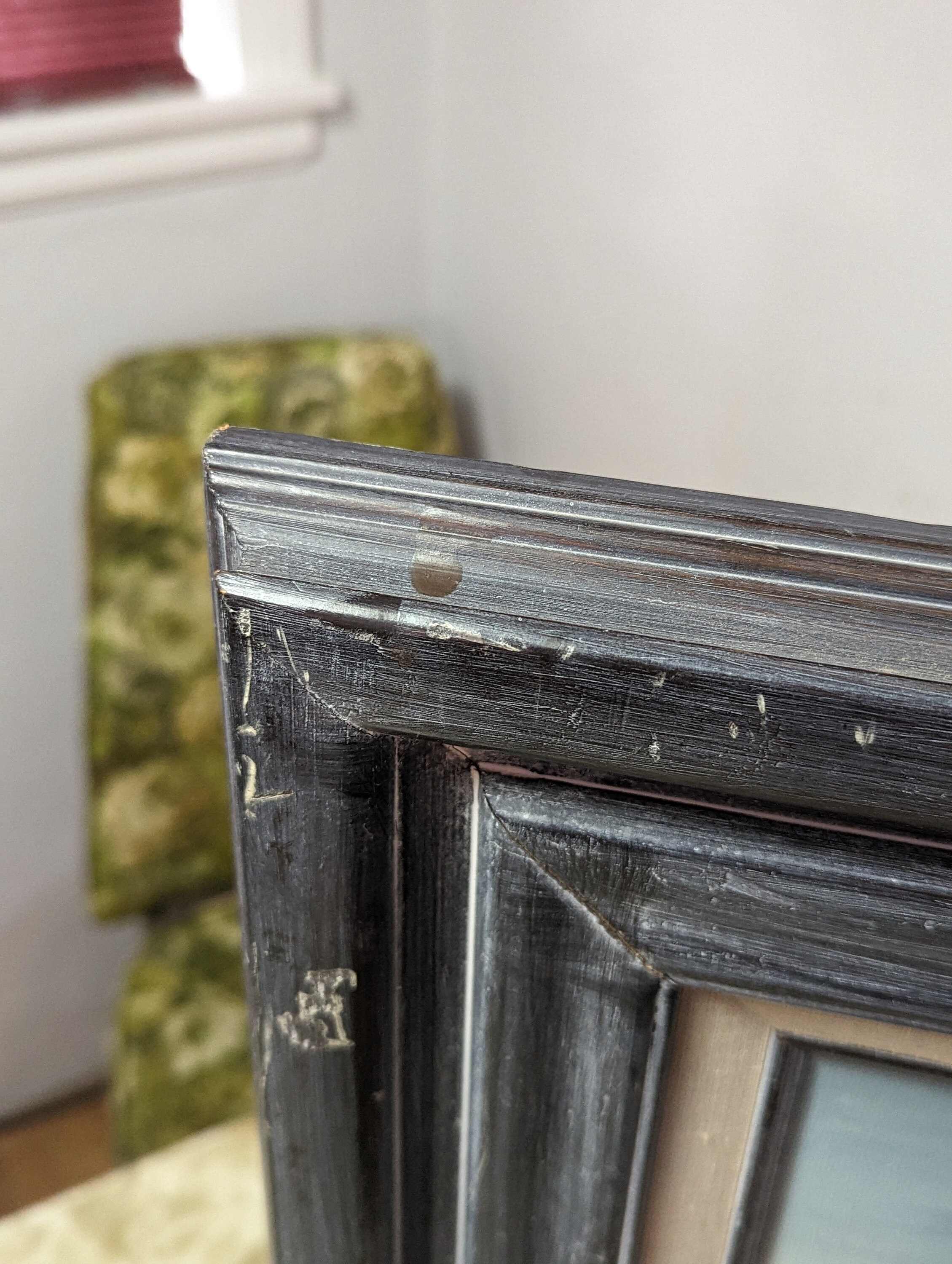 1989 Shirley Ames Folk Art Style Main Stree Painting With Gray Wood ...