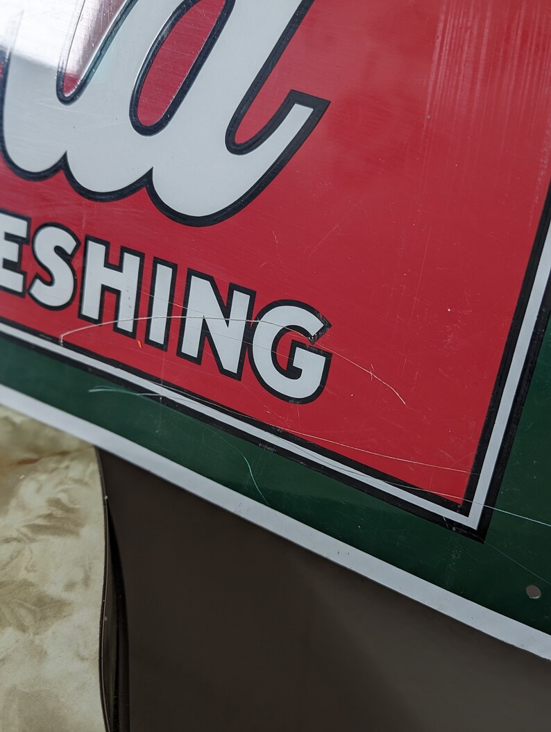 Vintage Metal Tin 36"x12" Coca Cola Delicious and Refreshing Sign Green ...