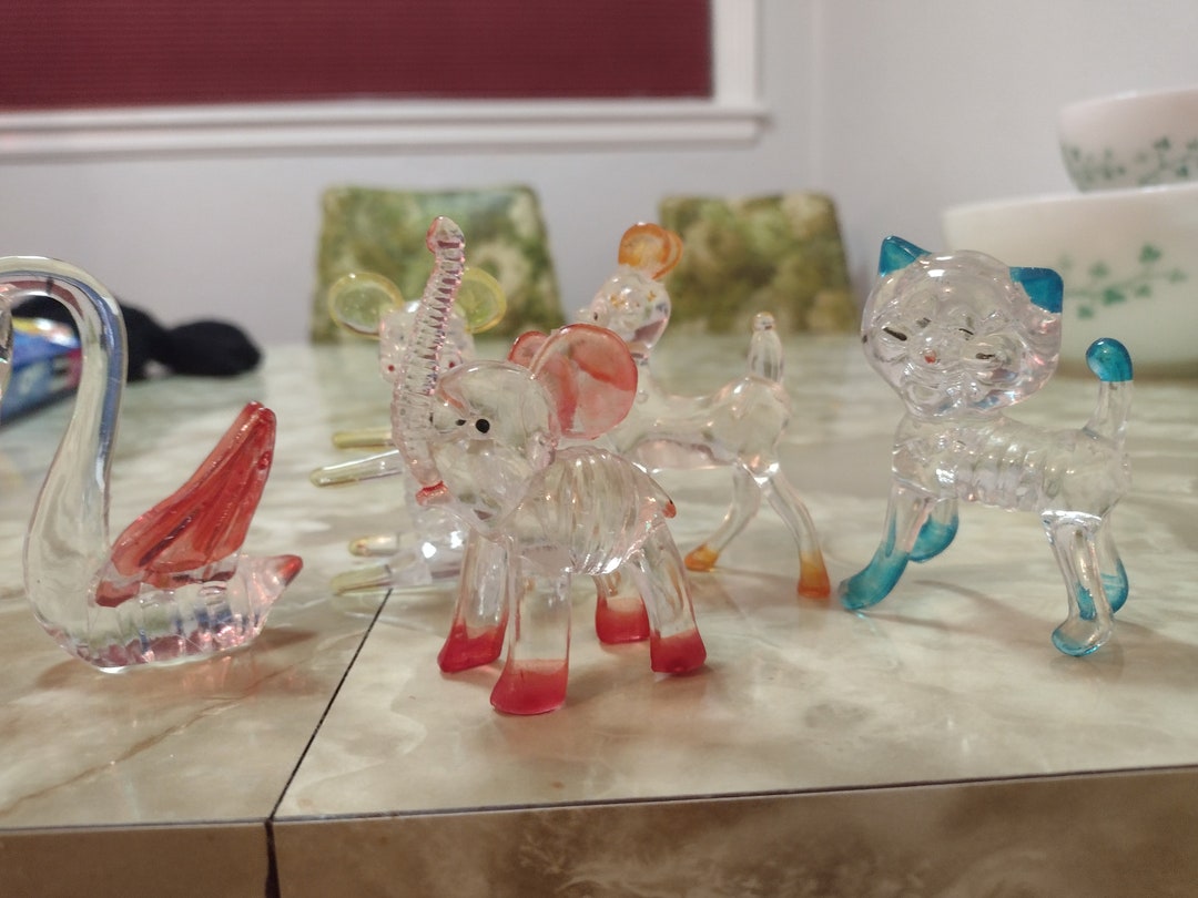 1970s Kitschy Lucite 5pc Animal Made in Hong Kong Elephant Deer Mouse ...