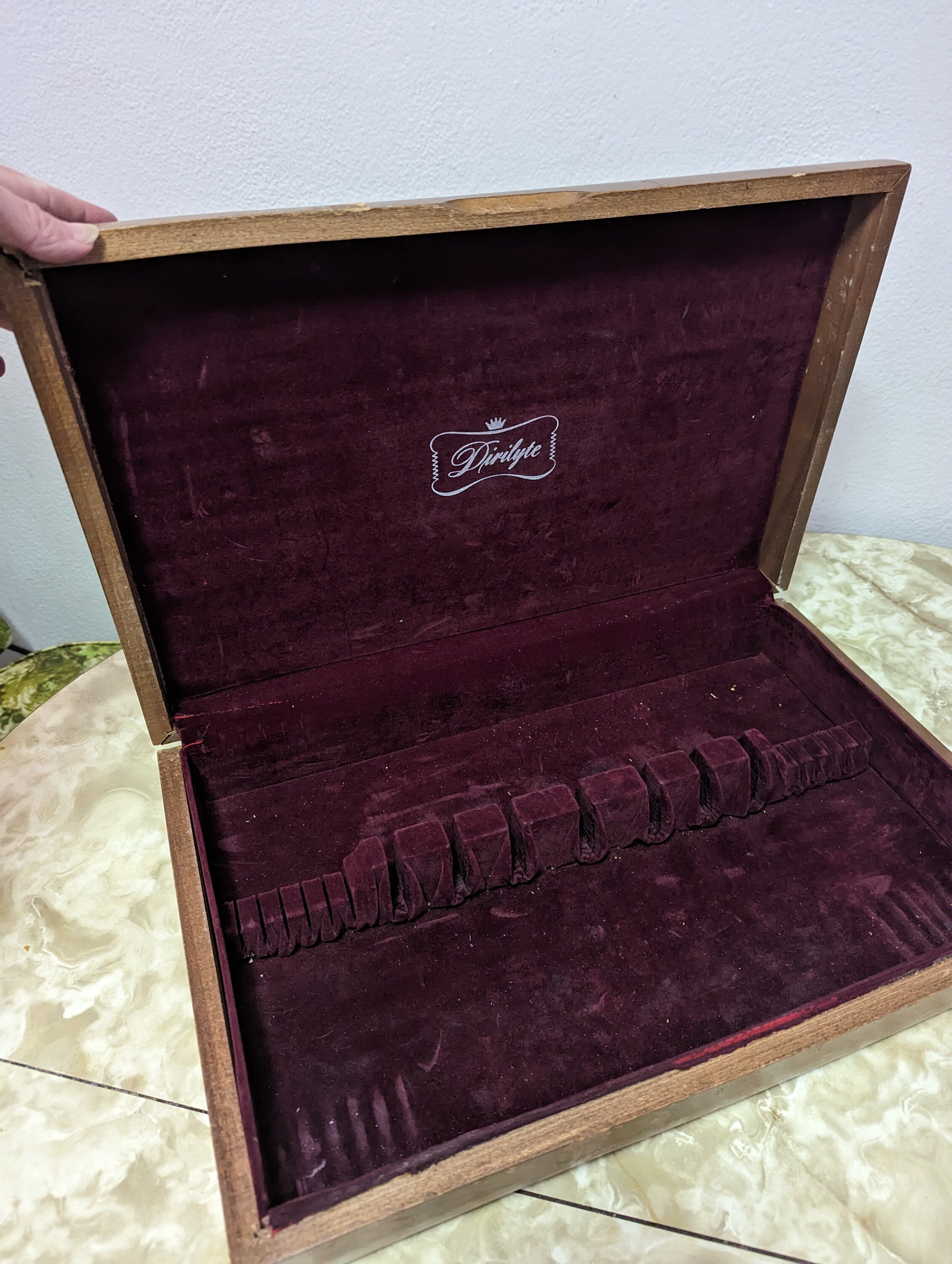 Antique Dirilyte Dirigold 50 Piece Fancy Flatware Set Mcm With Original Box 11 Person Complete ...