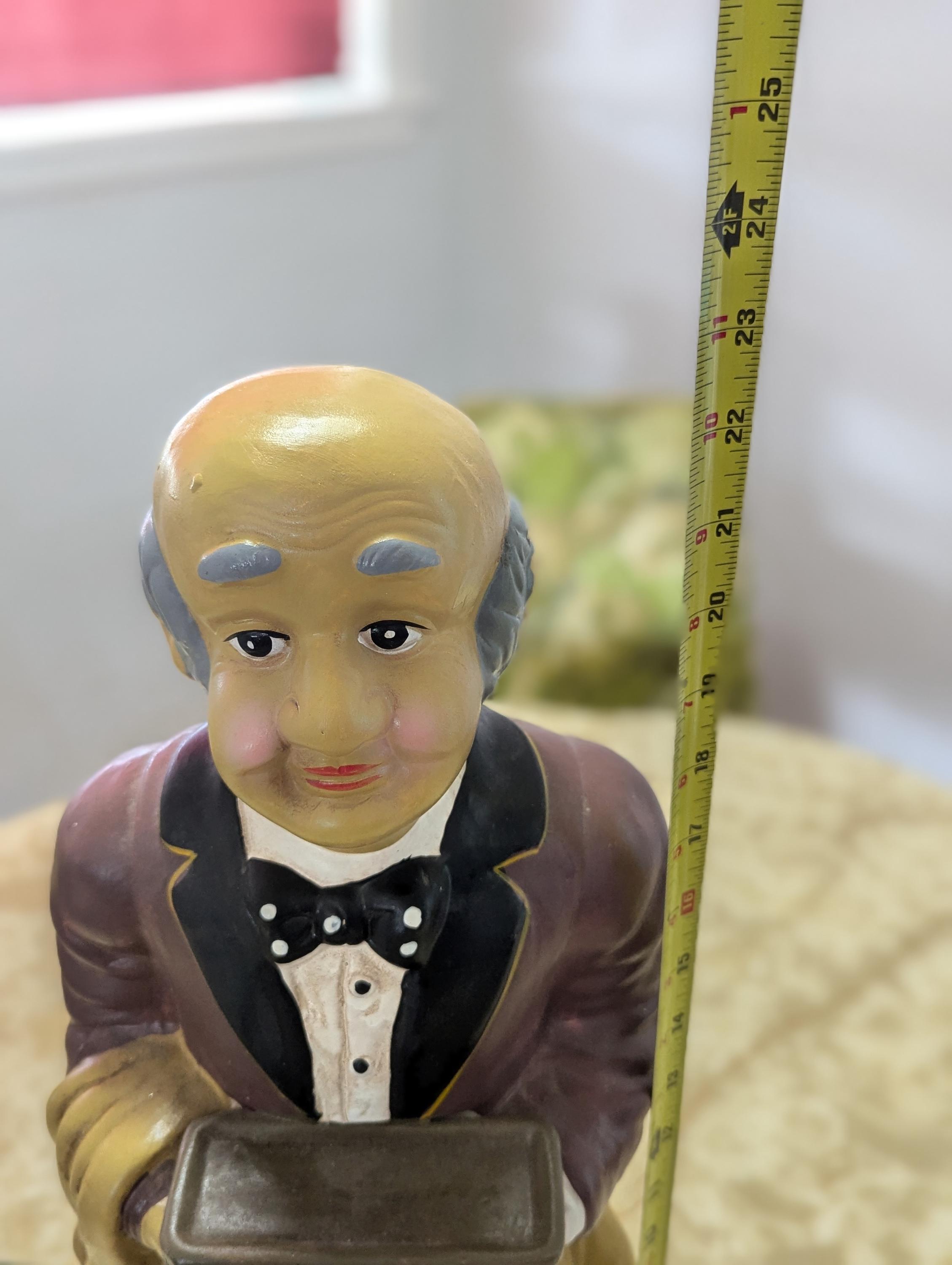 Vintage Plaster Caste Butler Holding Small Tray 22" Tall With Polka Dot ...