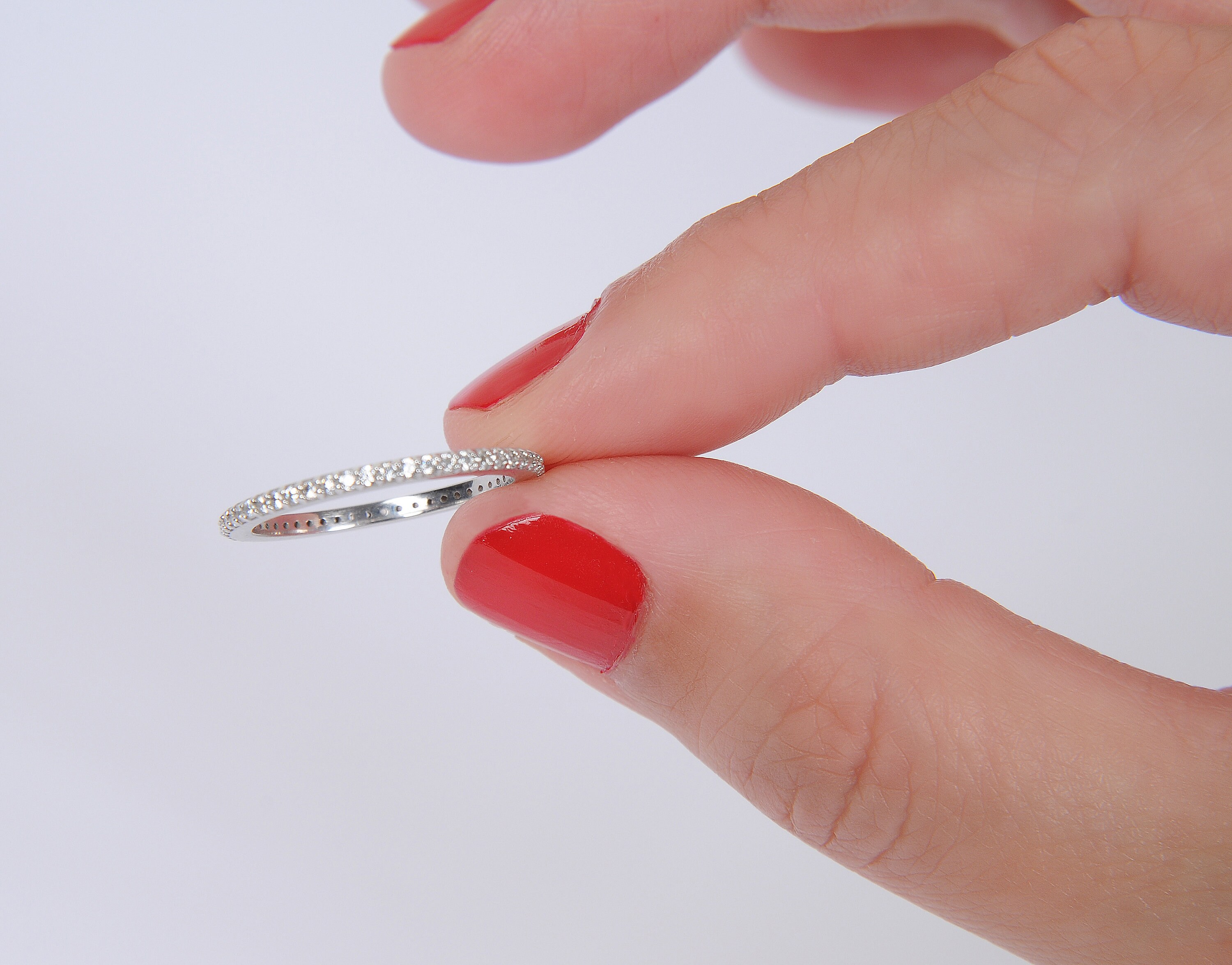 Thin Eternity Ring 14K Gold Full Round Ring Full Eternity | Etsy