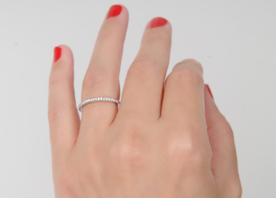 Thin Eternity Ring, 14K Gold Full Round Ring, Full Eternity Band, Full Eternity Stacking Ring ...