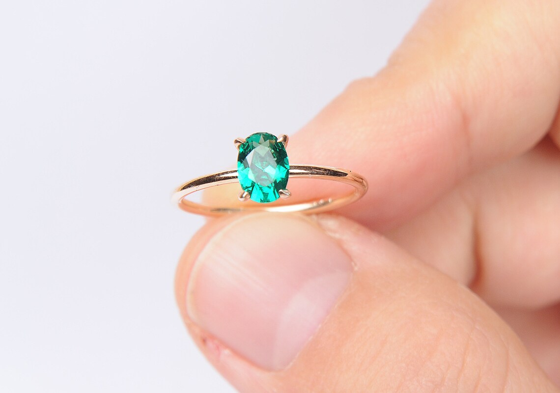 Oval Cut Emerald Ring Custom Birthstone Ring Birthstone | Etsy