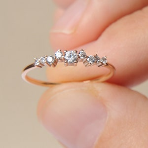 Cluster Ring, 14k Gold Cluster Ring, Tiny Cluster Ring, Multistone Ring ...