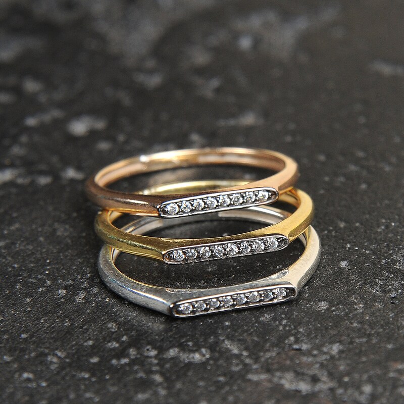 Diamond Bar Ring - Etsy