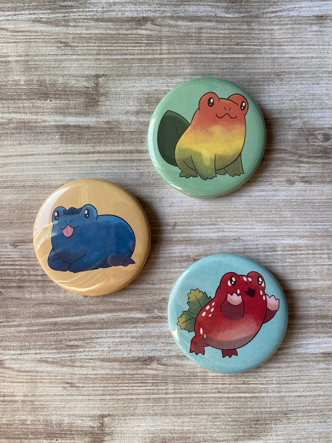 Cute Fruit Frog Buttons/fruit Frogs/ Cute Frogs/ Pinback Buttons/cute ...