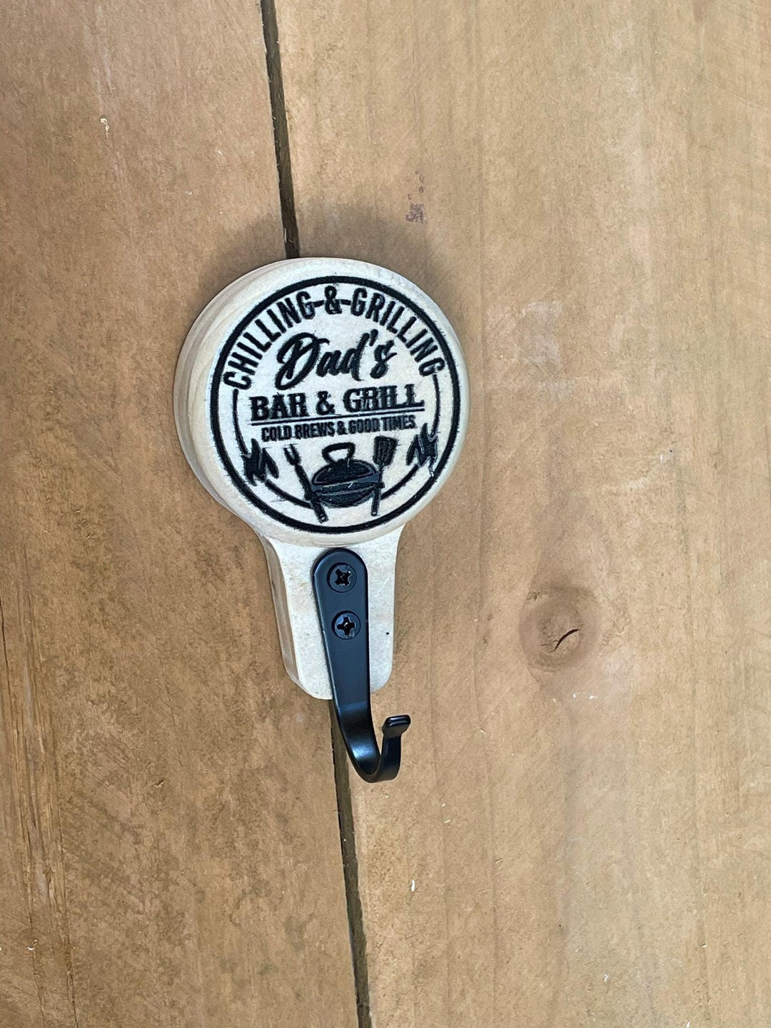 Magnetic Wooden Grill Utensil Hook – Personalized BBQ Gift for ...