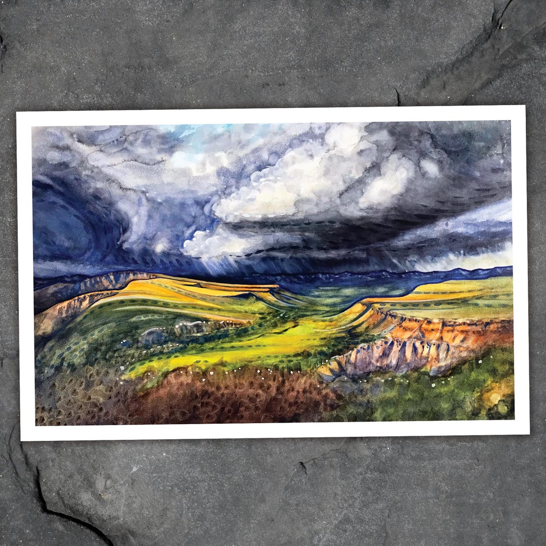 Snow Mesa - Fine Art Print of Watercolor Painting - Rocky Mountains ...