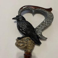 Black Crow Skull Walking Cane Walking Stick Goth Style Raven Skull Cane ...