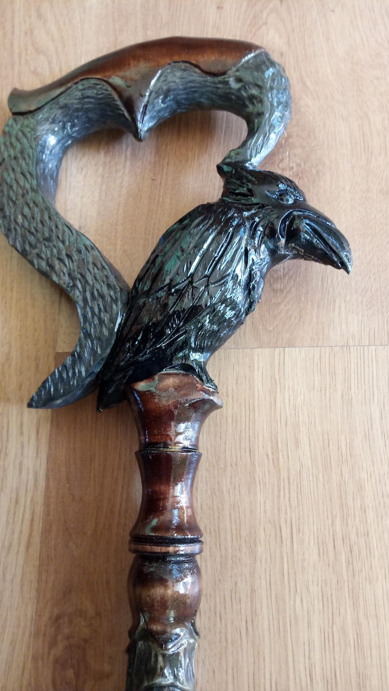 Raven Walking Sticks Wood Walking Cane Raven Walking Stick - Etsy