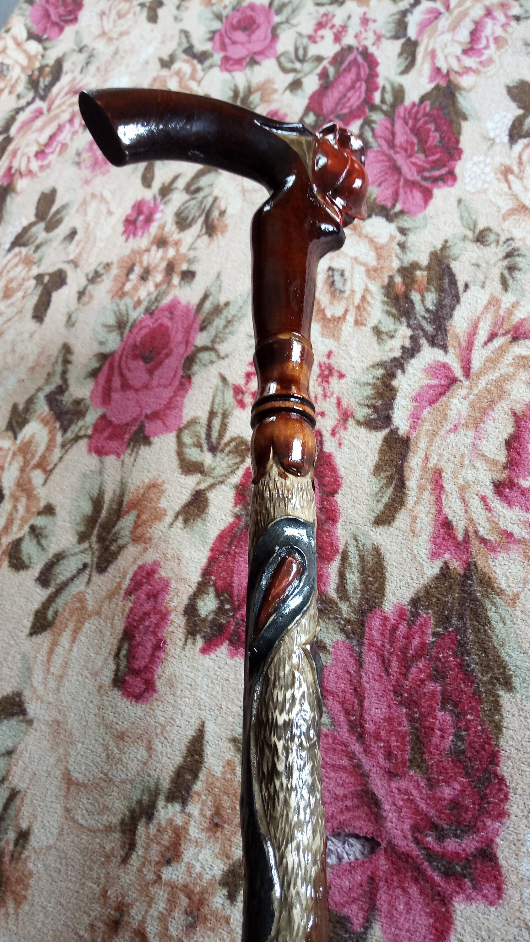 Walking cane for women Rose Walking cane stick Hand carved | Etsy