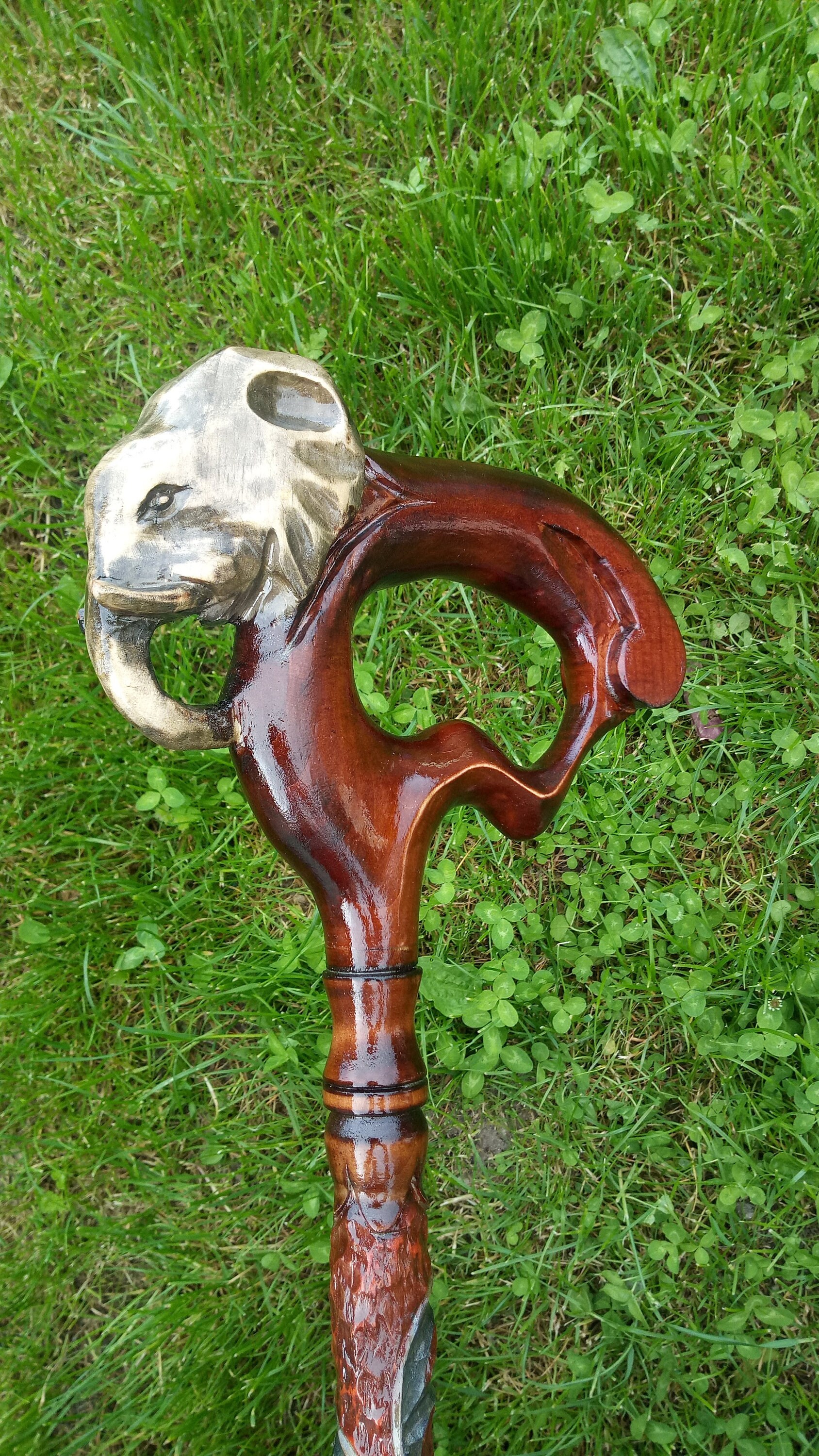 Elephant walking cane Style wooden stick Hand carved handle | Etsy