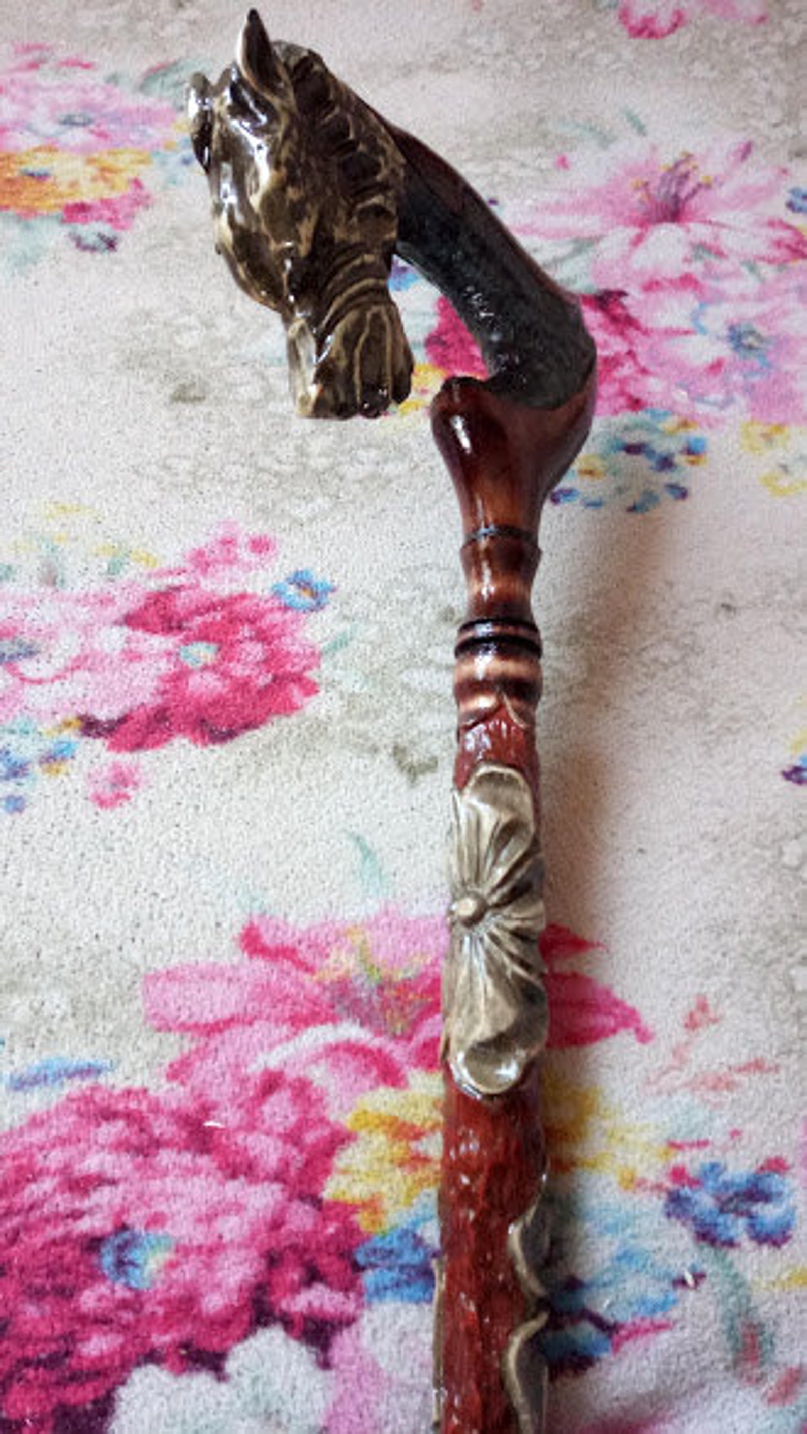 Wooden Cane Wolf Carved Handle and Staff Wood Walking Stick - Etsy