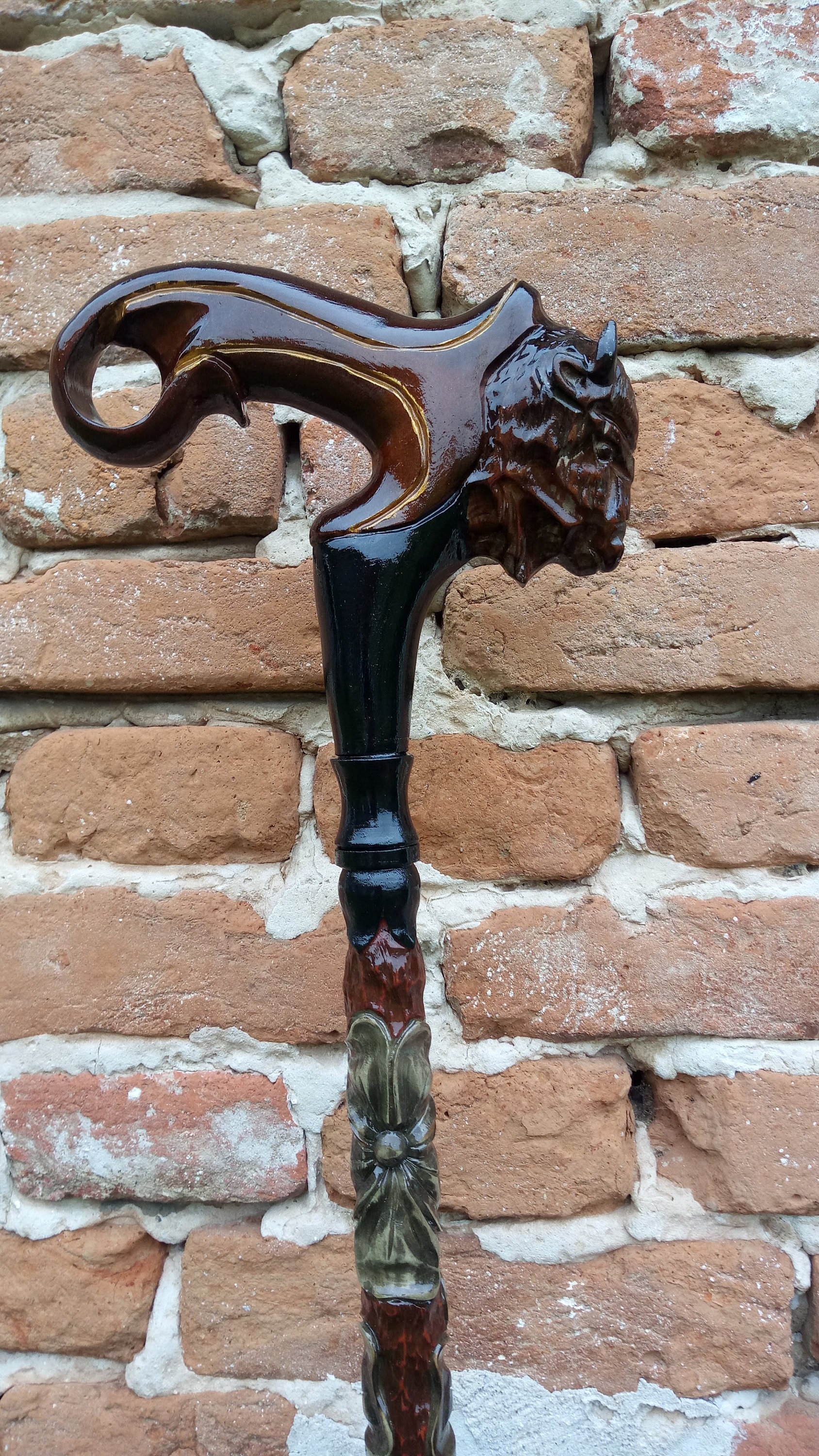 Walking Stick Wooden.walking Cane Handmade.american Buffalo - Etsy