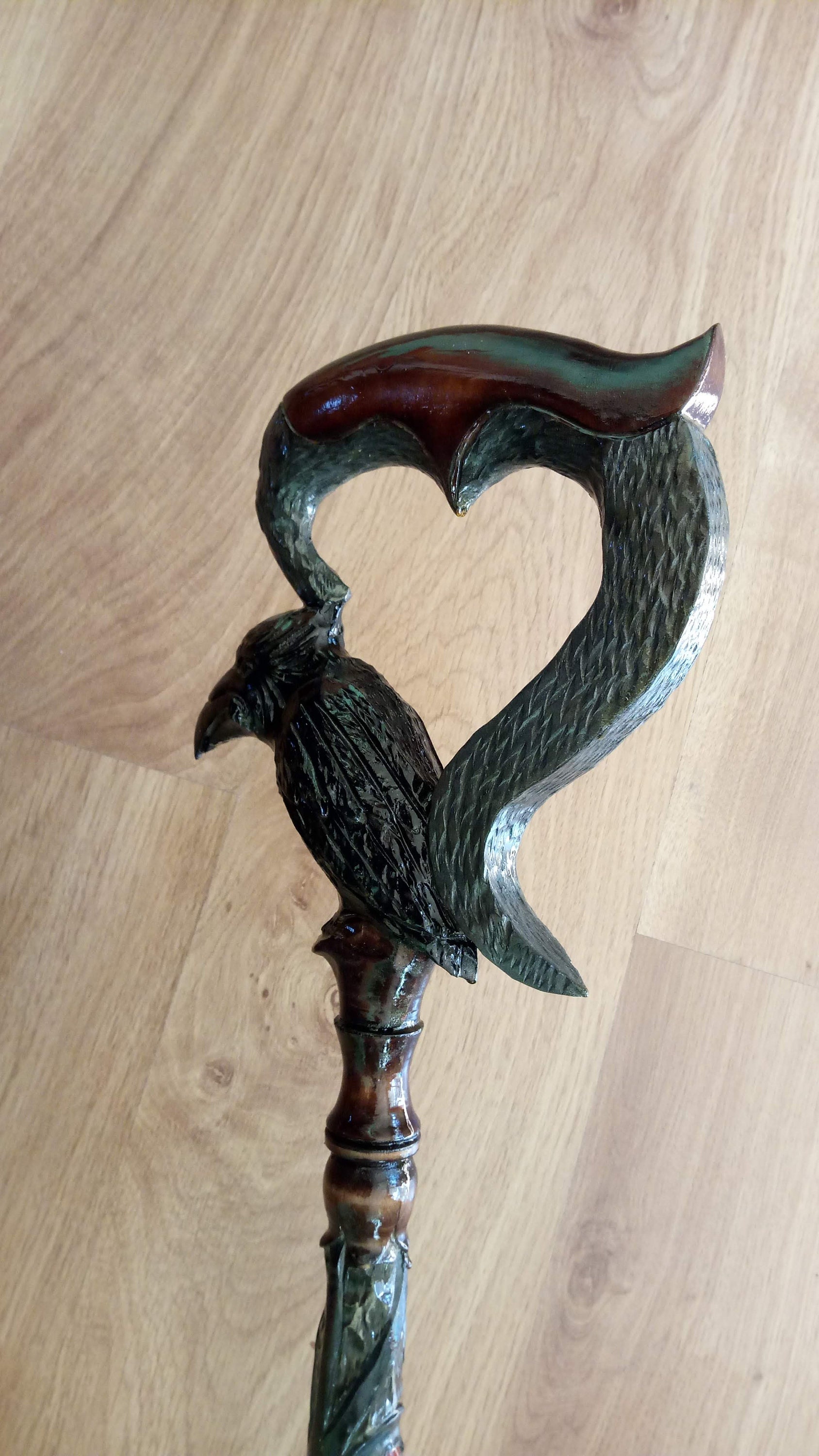 Raven walking sticks Wood walking cane raven Walking stick | Etsy