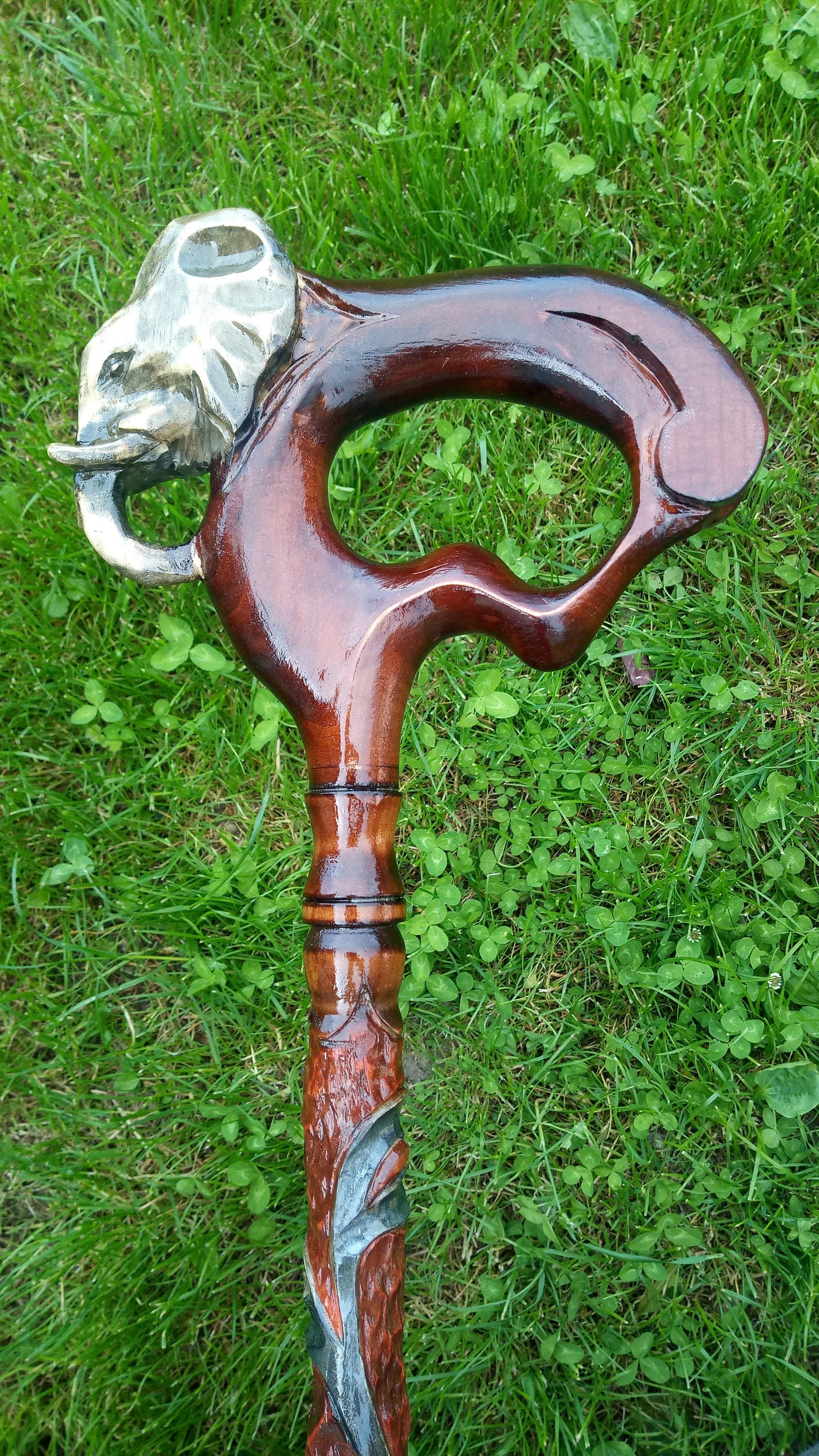 Elephant walking cane Style wooden stick Hand carved handle | Etsy