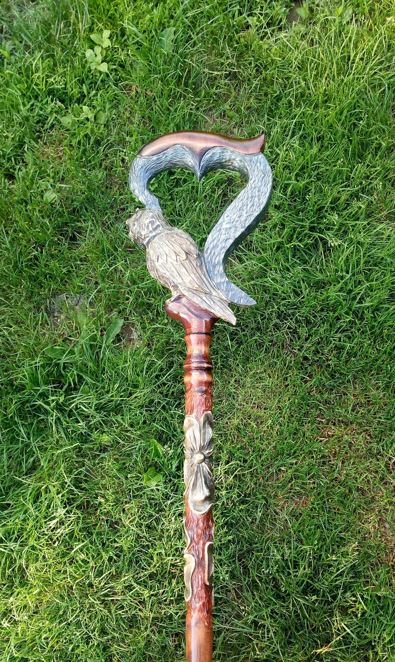 Raven Walking Cane Raven Black Walking Stick Owl Walking Cane - Etsy Canada