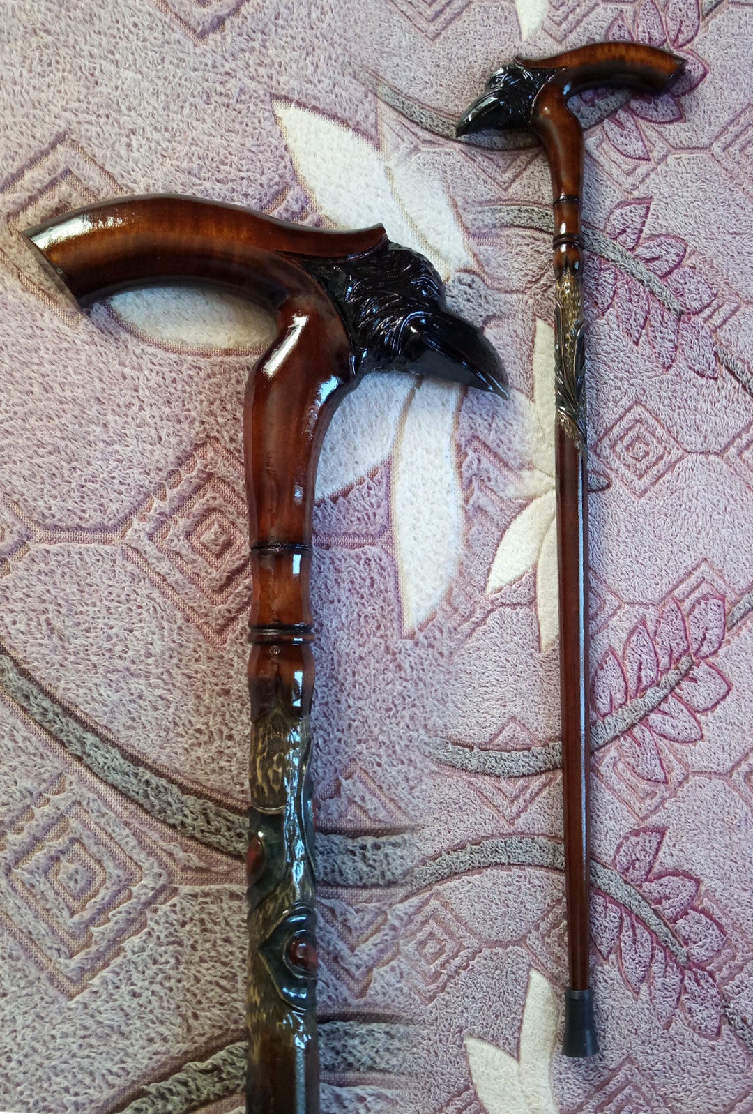 Raven Walking Sticks Wood Walking Cane Raven Walking Stick Corbie ...