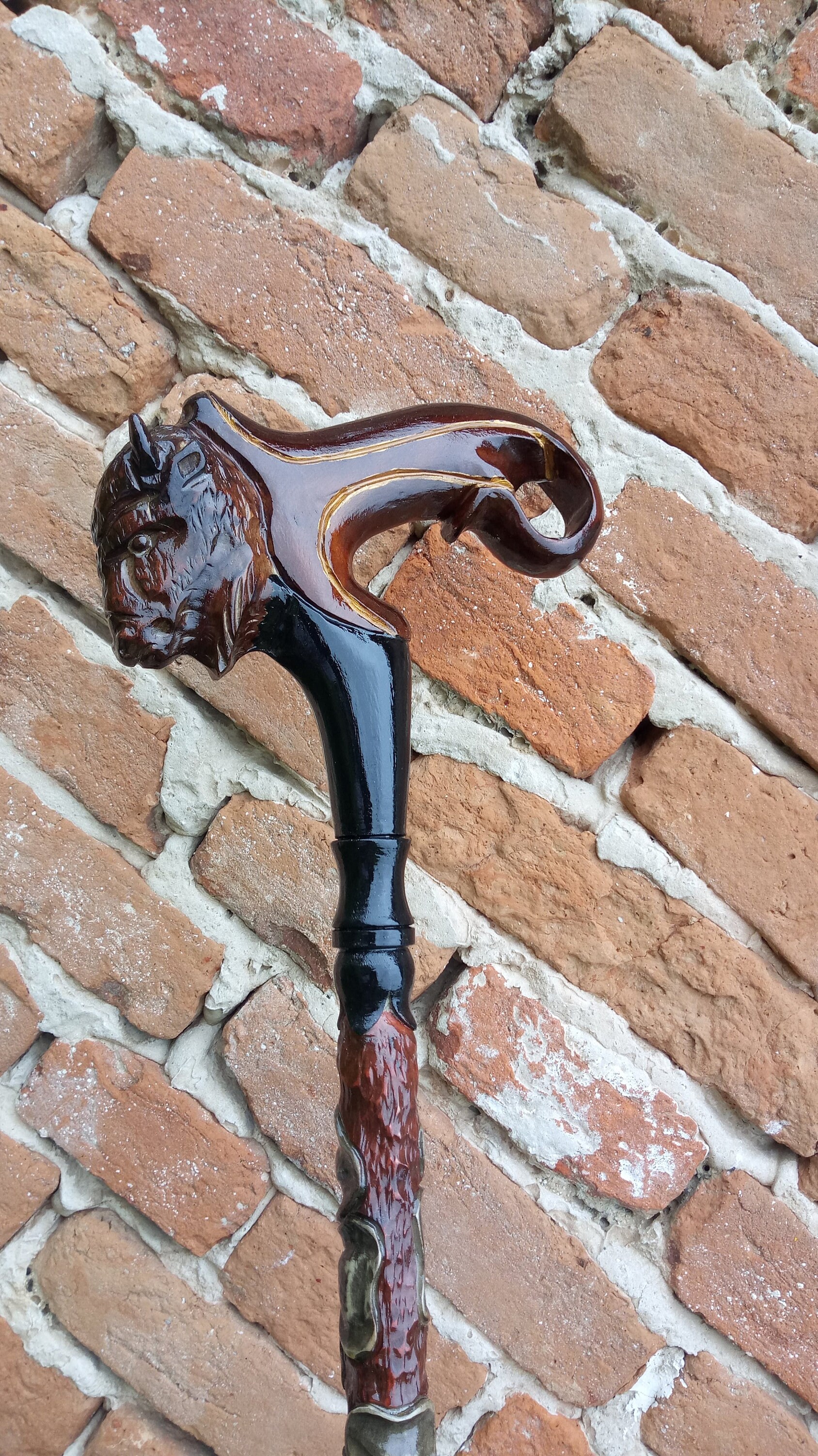 Walking Stick Wooden.walking Cane Handmade.american Buffalo - Etsy