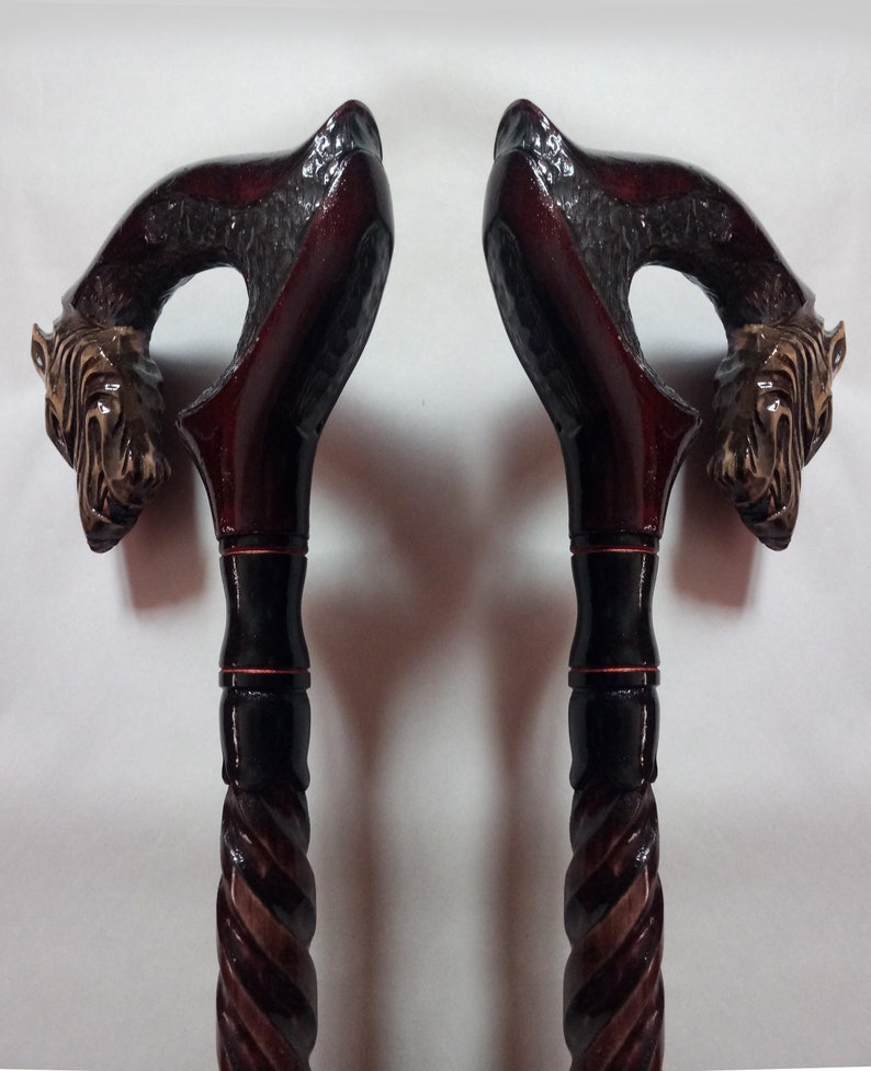 Wooden Cane Wolf Carved Handle and Staff Wood Walking Stick - Etsy