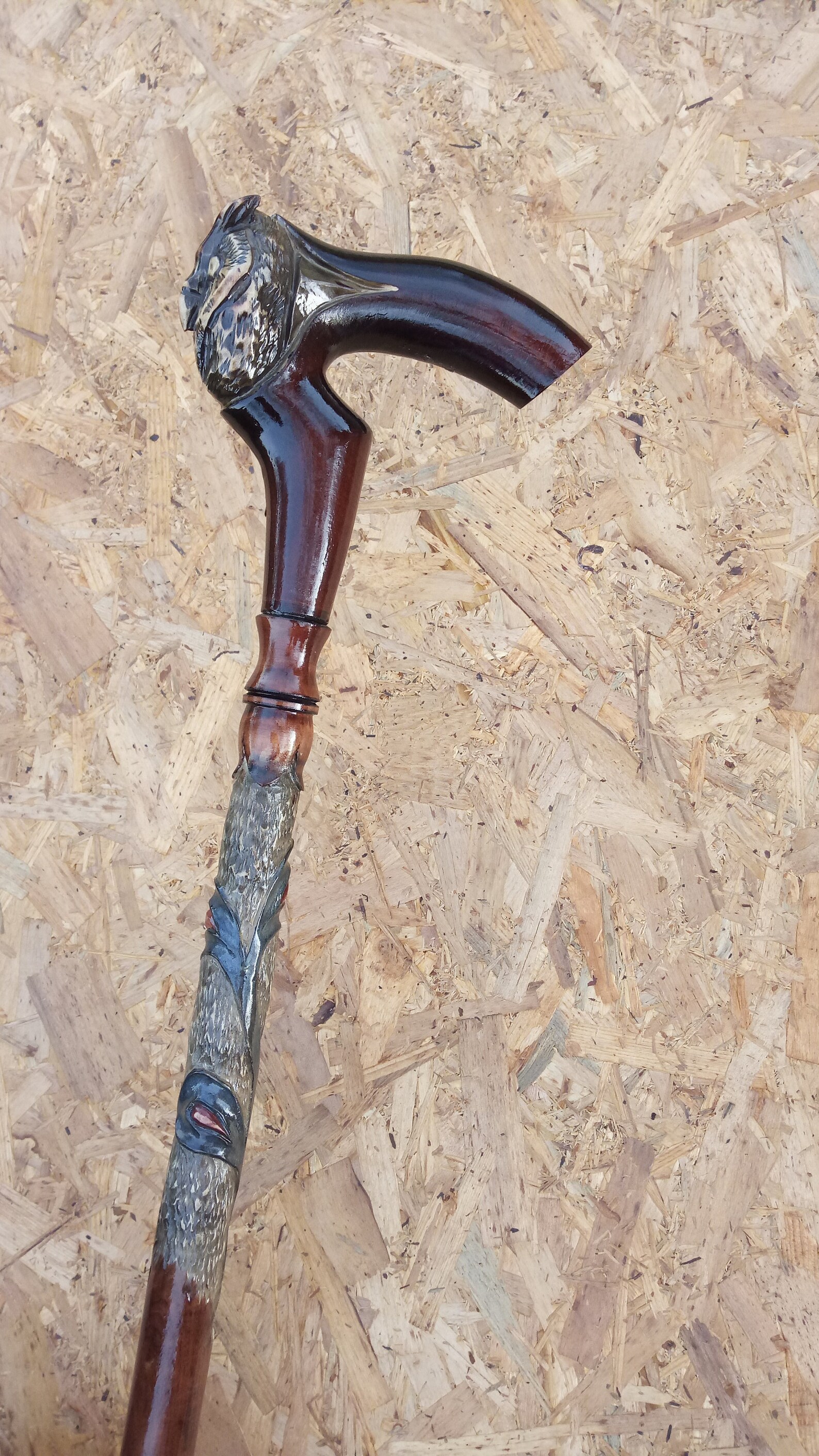 Owl walking sticks Wood walking cane raven Walking stick owl | Etsy