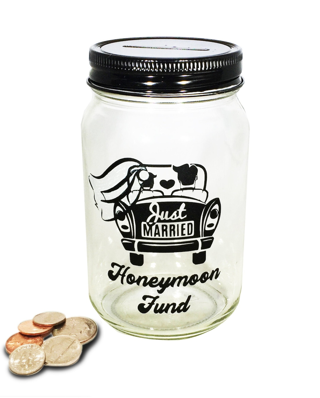 Personalized Honeymoon Fund Mason Jar: "just Married" Coin Bank - Etsy