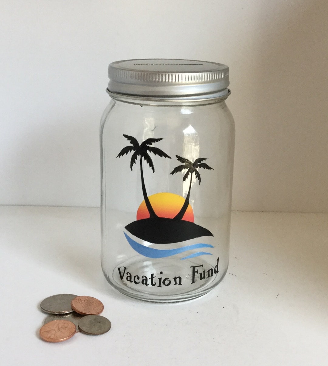 Personalized Mason Jar Vacation Bank - Vacation Fund Bank - Money Jar ...