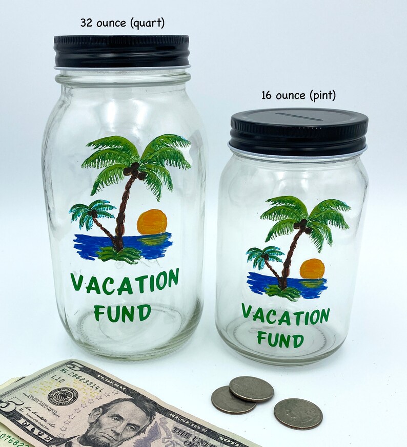 Personalized Hand Painted Mason Jar Vacation Fund Bank | Etsy